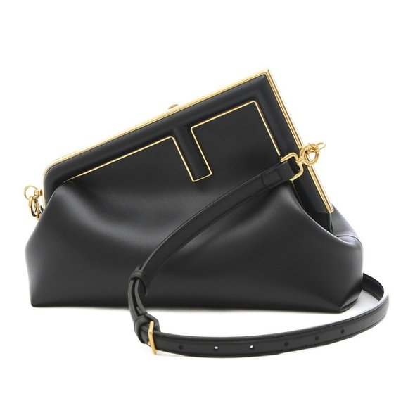 Fendi | Bags | Fendi First Midi 2way Shoulder Bag Clutch Leather Black ...